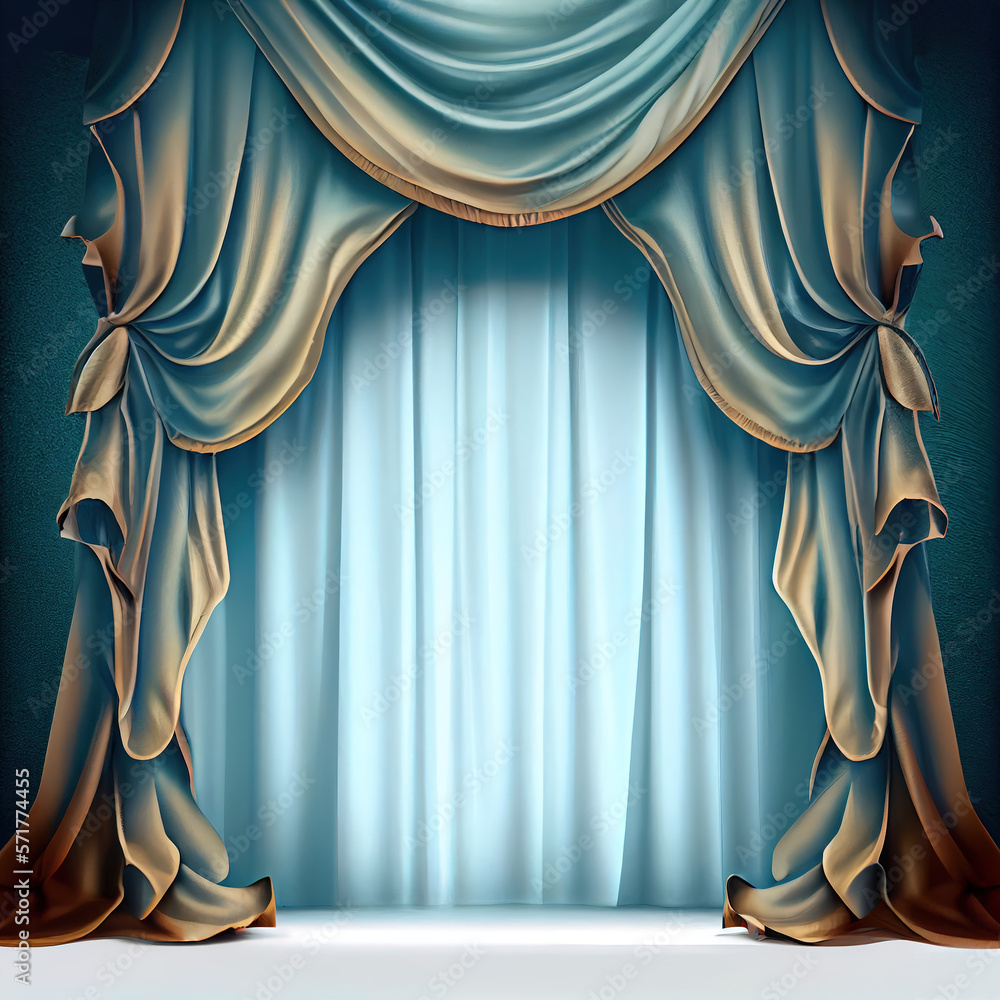 Generative AI: curtain and stage background Stock Illustration | Adobe ...