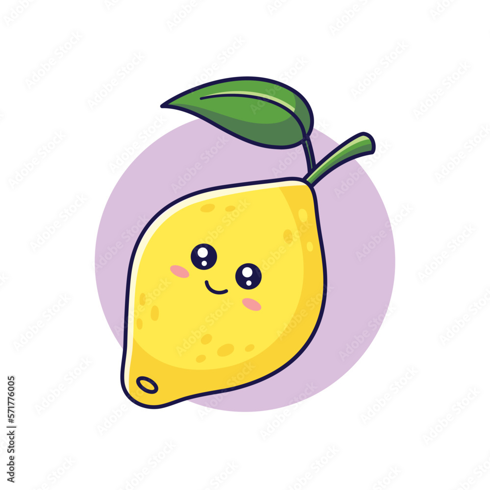 Cute Kawaii Lemon character. Vector hand drawn cartoon icon ...