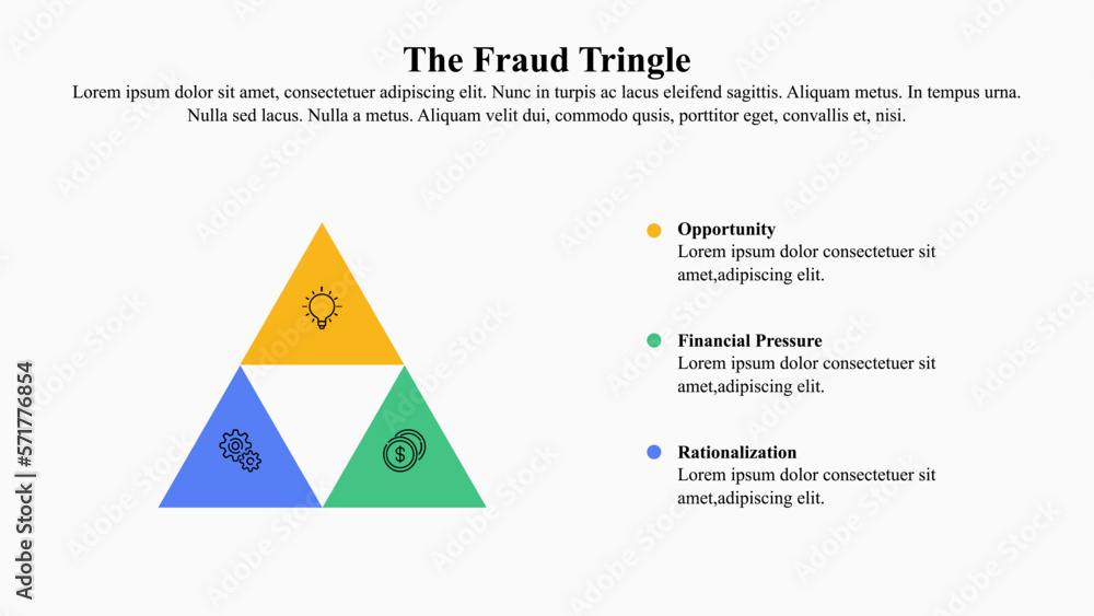 The fraud triangle infographic template with icon and text space. Stock ...