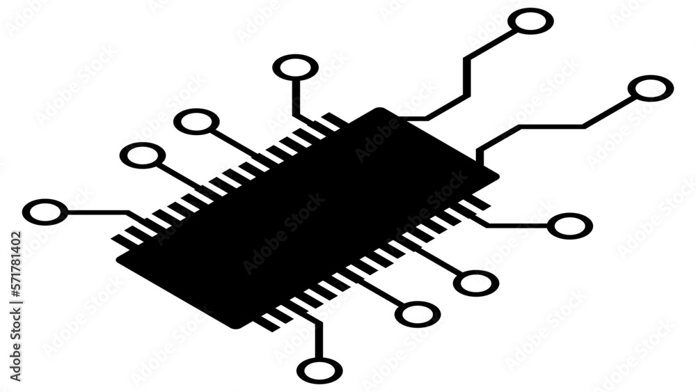 Silhouette of simple isometric schematic chip or component for ...