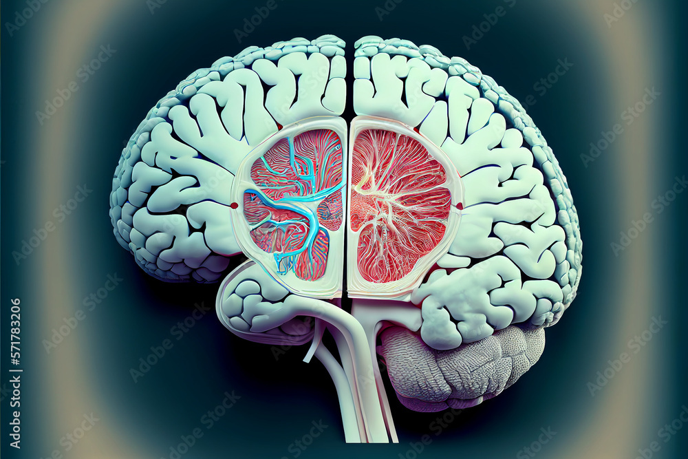 Human Brain Cross Section Concept - Generative Ai Stock Illustration ...