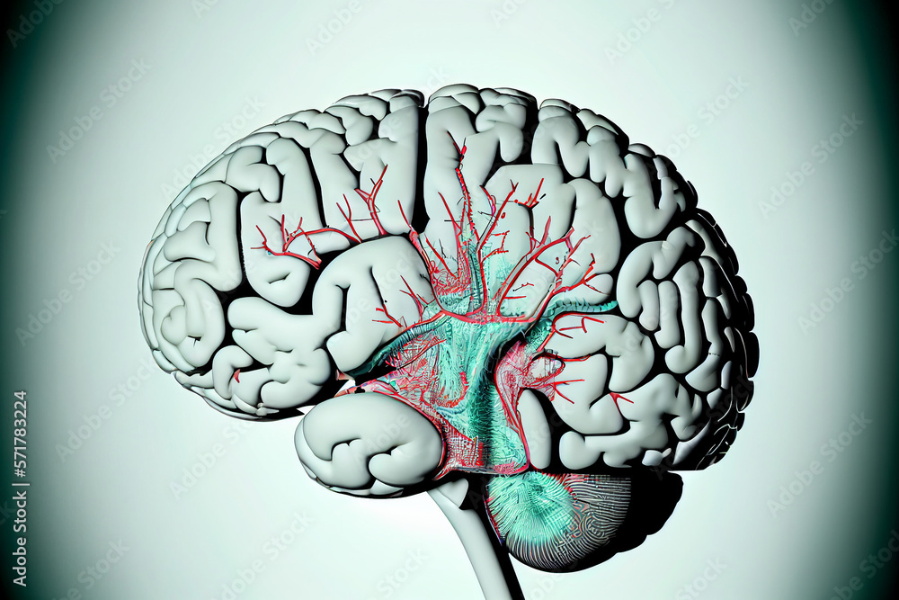 Human Brain Cross Section Concept - Generative Ai Stock Illustration ...