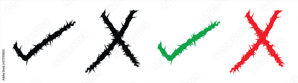 check mark icon set. yes or no icon collections symbol sign on ...