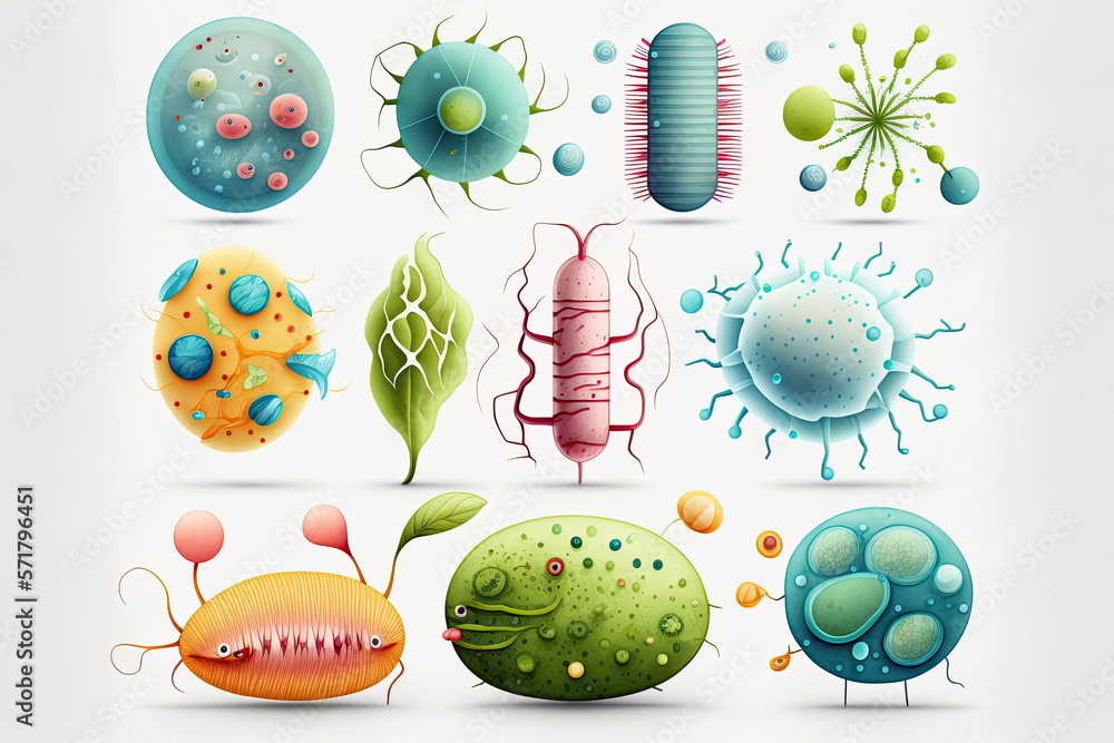 Collection of illustration of a bacteria,Made by AI,Artificial ...