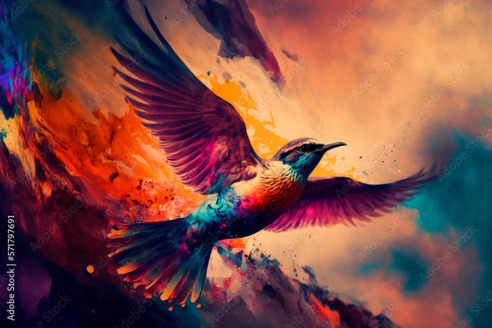 colorful bird, abstract background, gradient color, bright color ...
