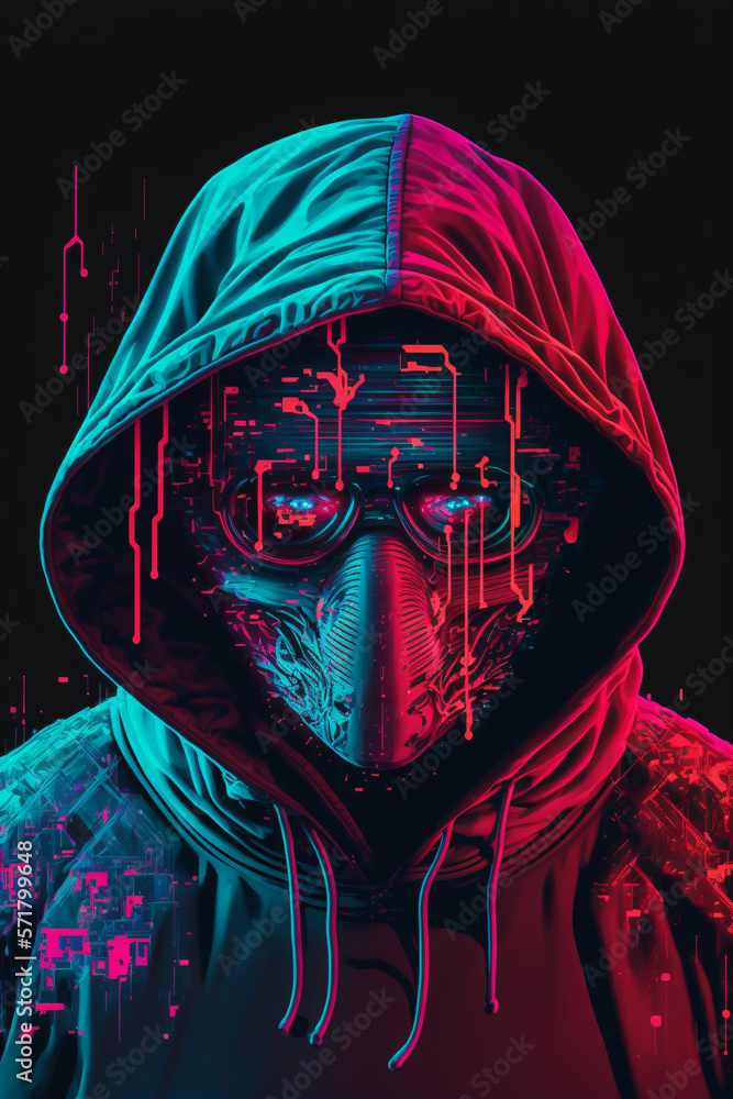 a person wearing a VR headset, cybersecurity, cyberpunk, hacking, VR ...