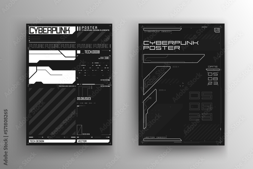 Set of cyberpunk futuristic poster. Modern cyberpunk design for web and ...