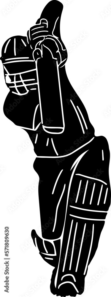 Silhouette of cricket batsman playing stylish shot, cricket straight ...