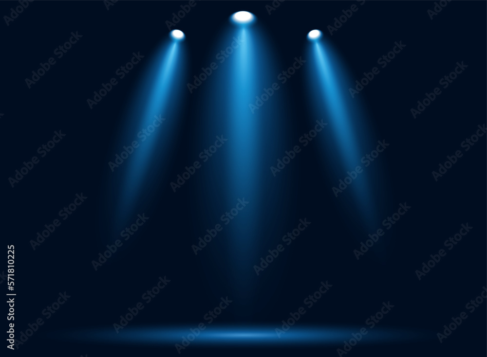 focus spotlight effect display in blue color background concept Stock ...