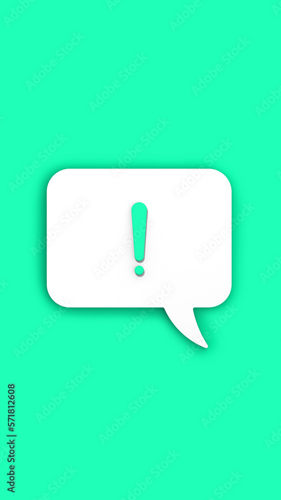 light green exclamation mark on a white message board. Alarm signal in ...
