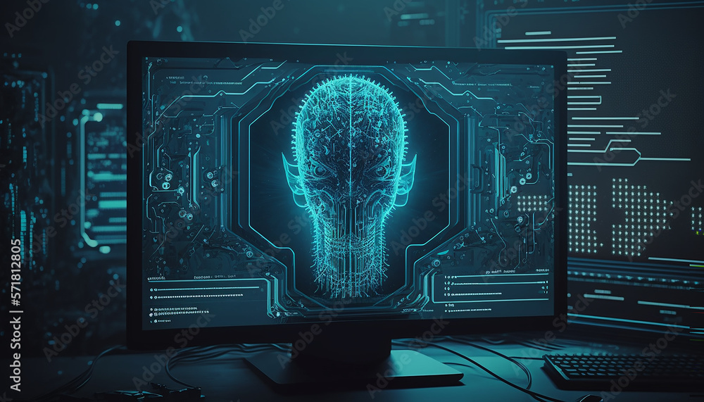 Artificial intelligence showing on monitor screen, is demonstrated in a ...