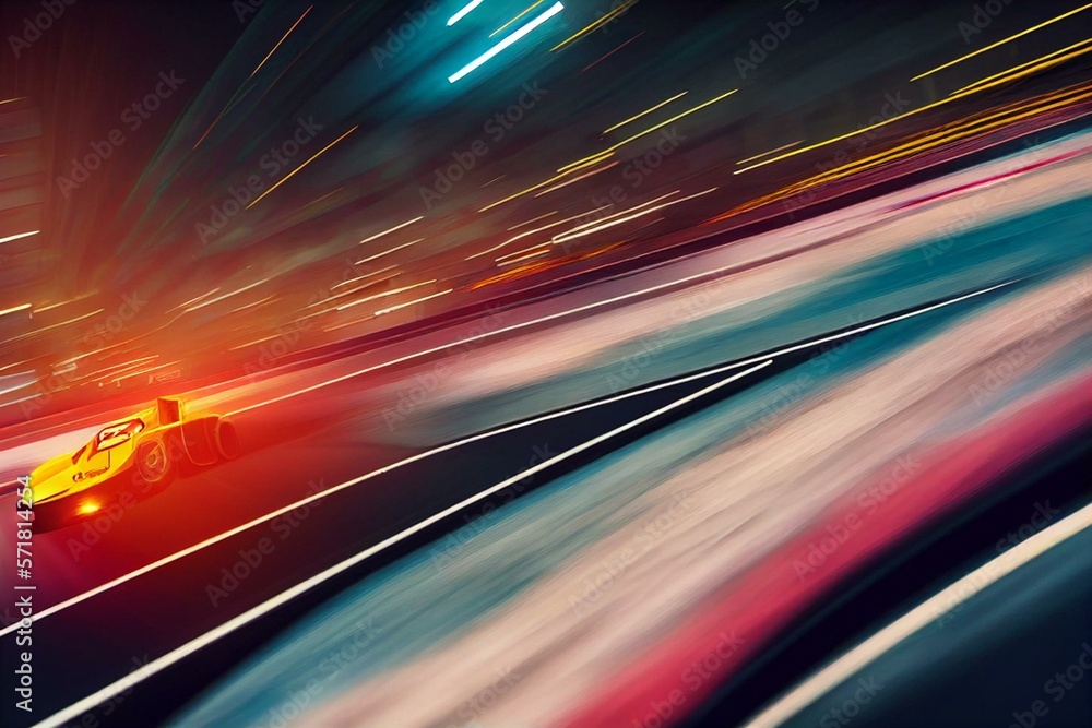 Race car blurred motion crossing the finish line on international ...