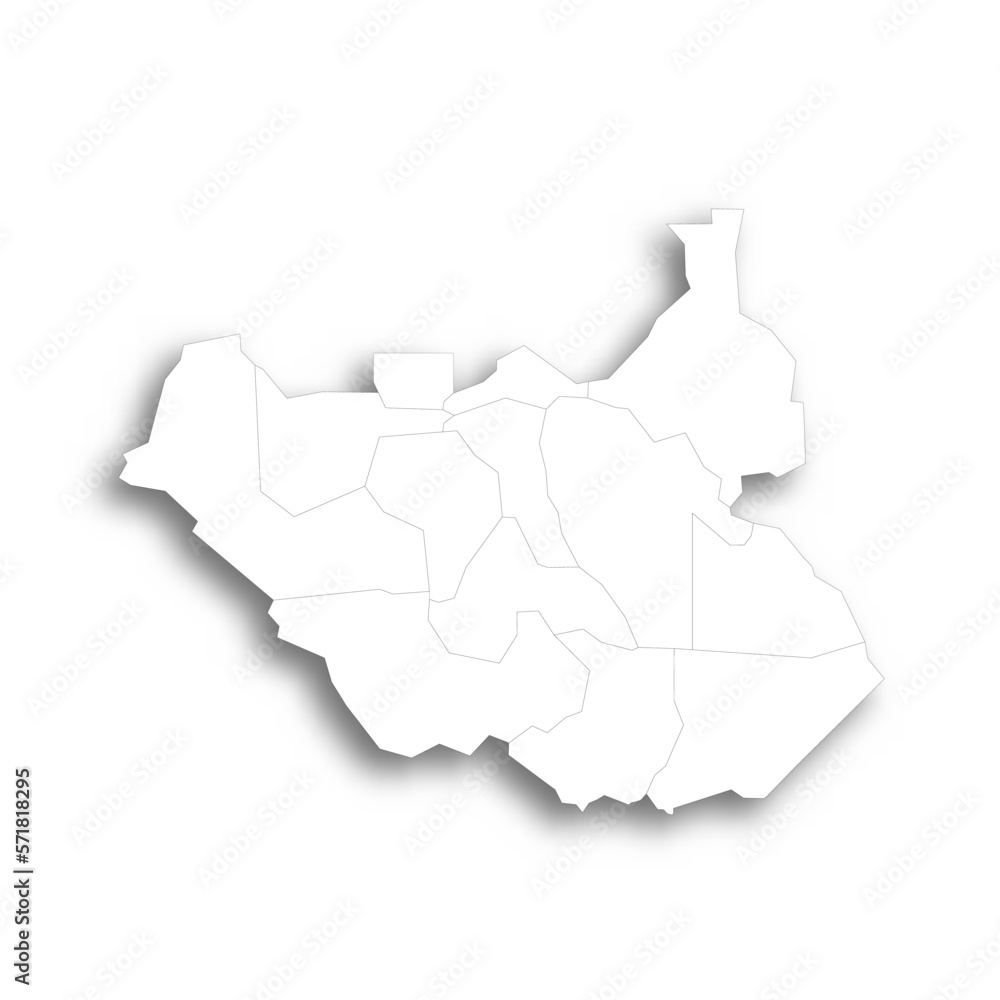 South Sudan political map of administrative divisions - states ...