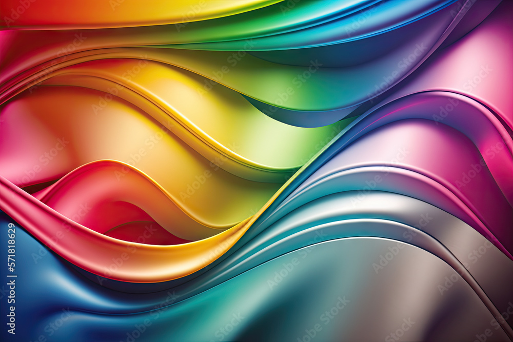A rainbow wavy satin background that seems to be flowing like a river ...