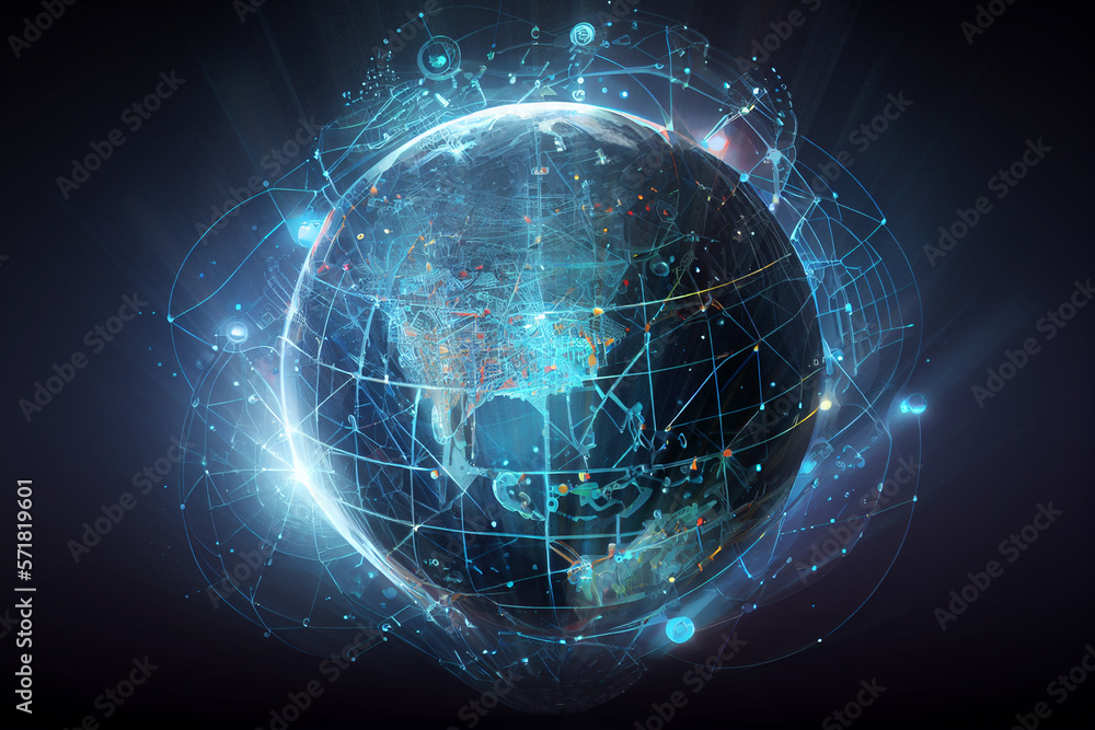 Global network concept. World map point. Global network planet Earth ...