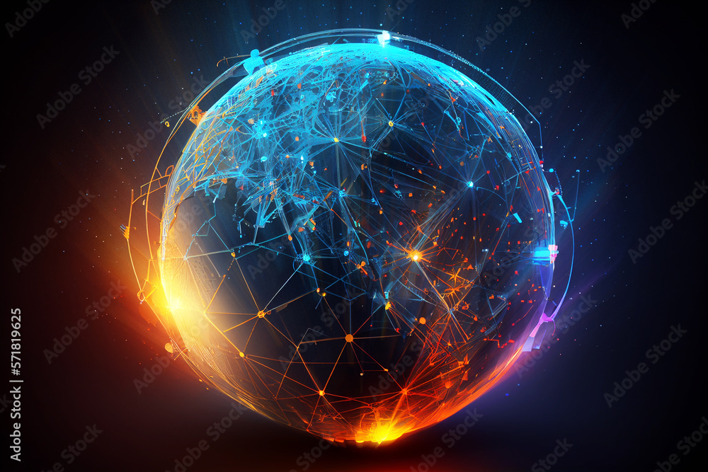 Global network concept. World map point. Global network planet Earth ...