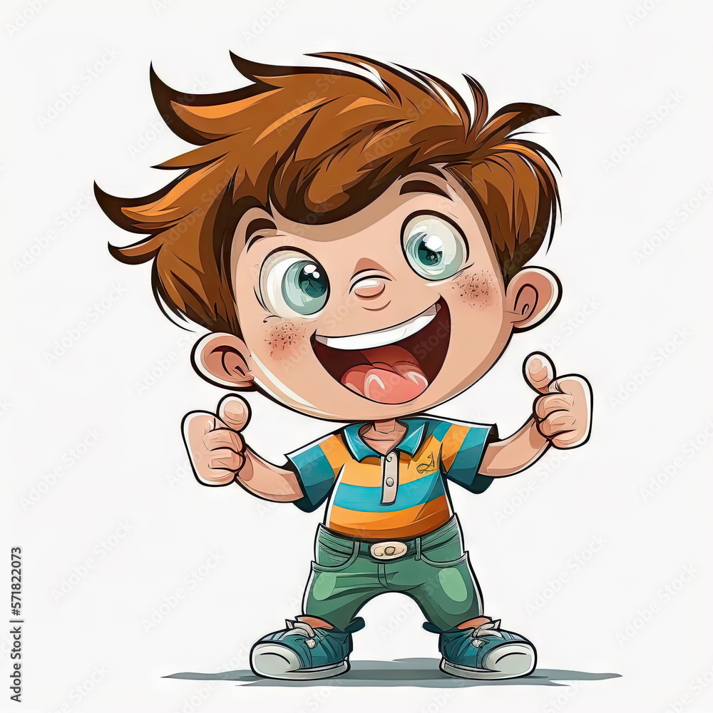 cartoon boy, vector illustration, Made by AI,Artificial intelligence ...