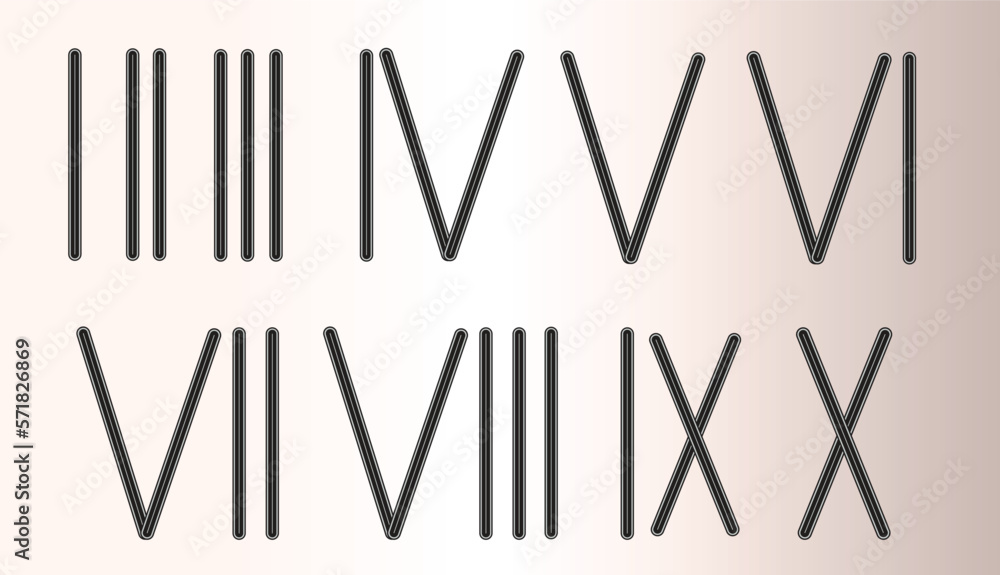 Roman Numerals set, Roman Numbers font Stock Vector | Adobe Stock