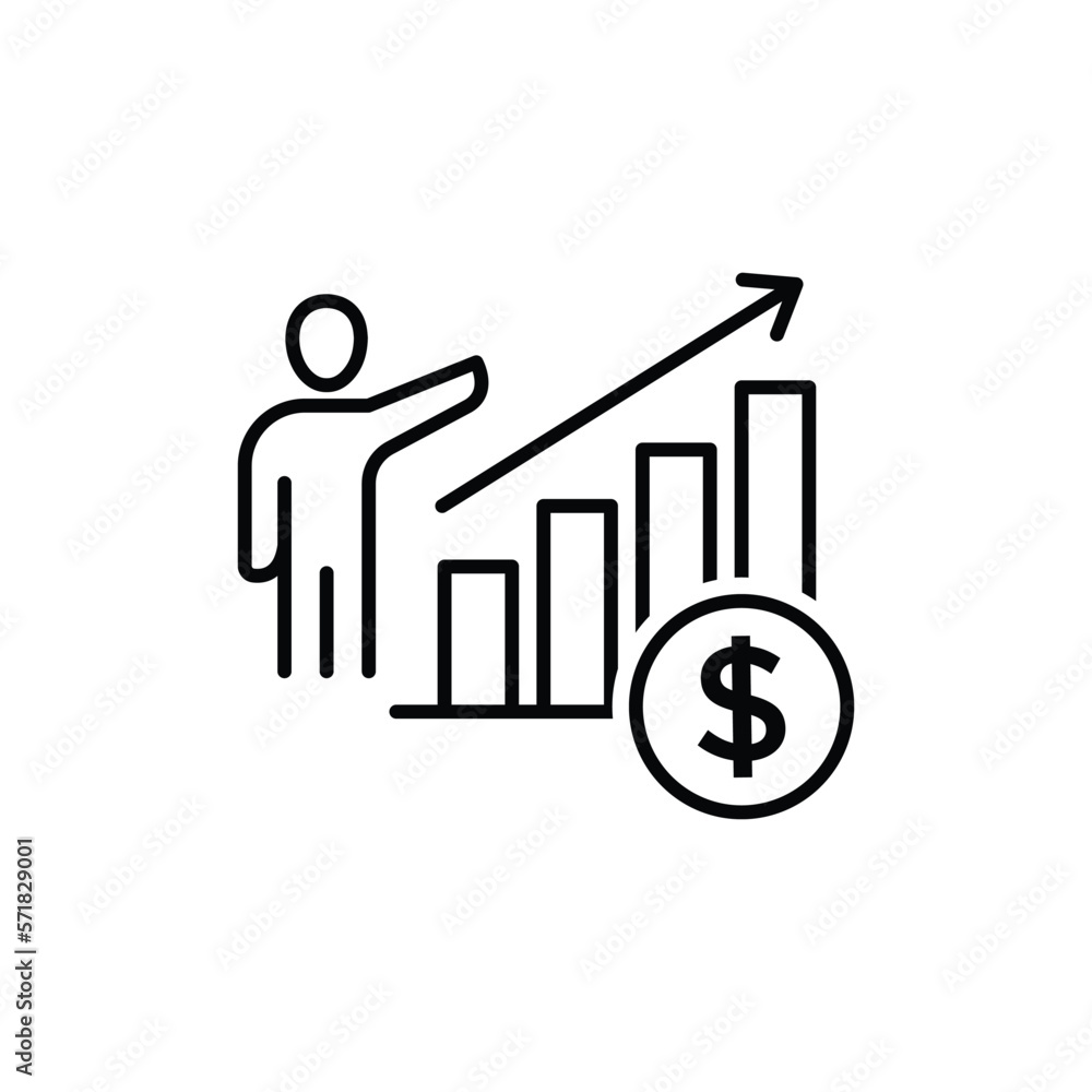 Revenue growth line icon, vector pictogram of economic graph, profit ...