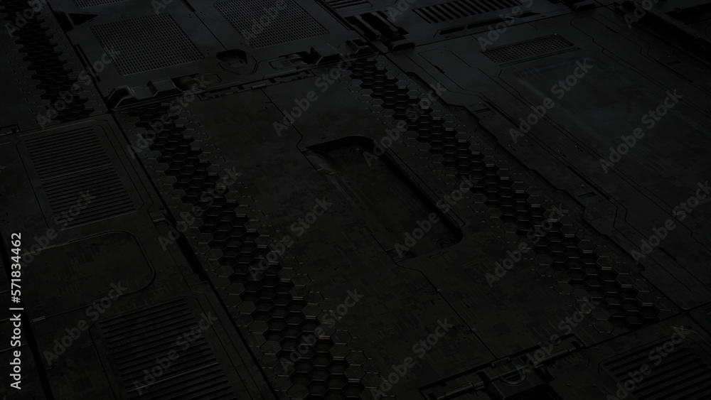 Black, Tech Background with Sci-Fi 3D Panels. Dark, Futuristic style ...