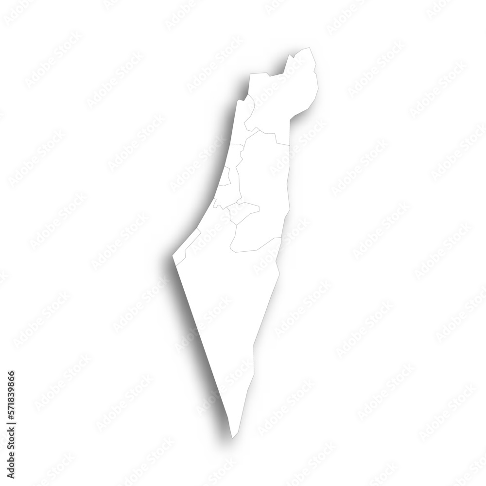 Israel political map of administrative divisions - districts, Gaza ...
