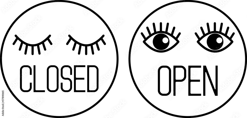 open and closed door card. vector. open eyes and closed eyes Stock ...