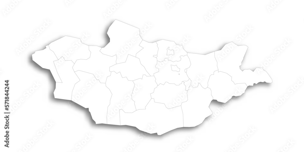 Mongolia political map of administrative divisions - provinces and khot ...