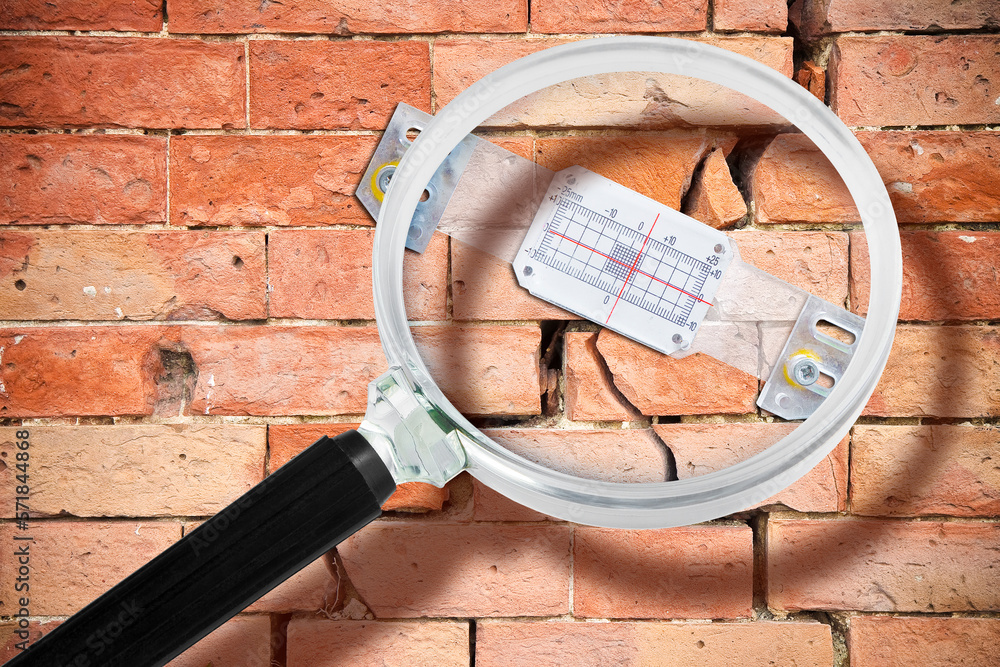 Plastic mechanical crack meter to measure movement across surface ...