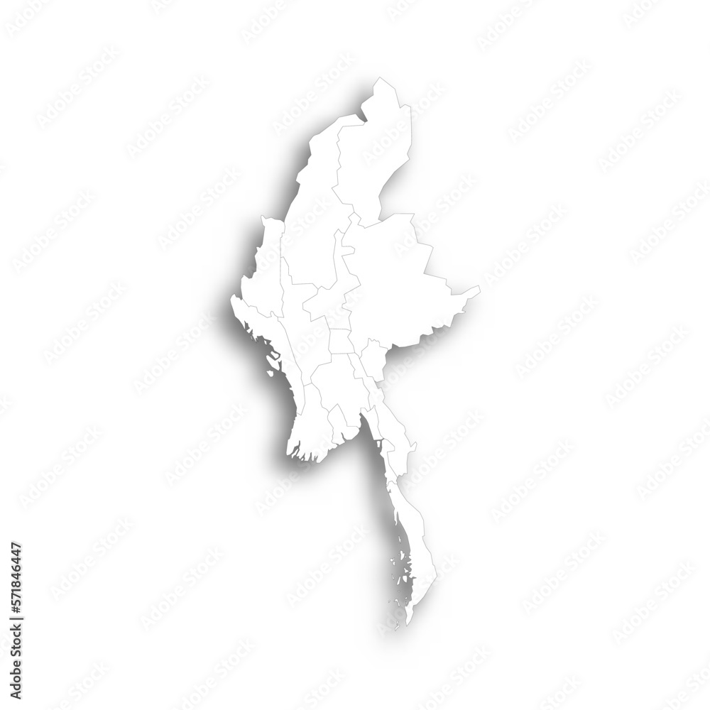 Myanmar political map of administrative divisions - states, regions and ...