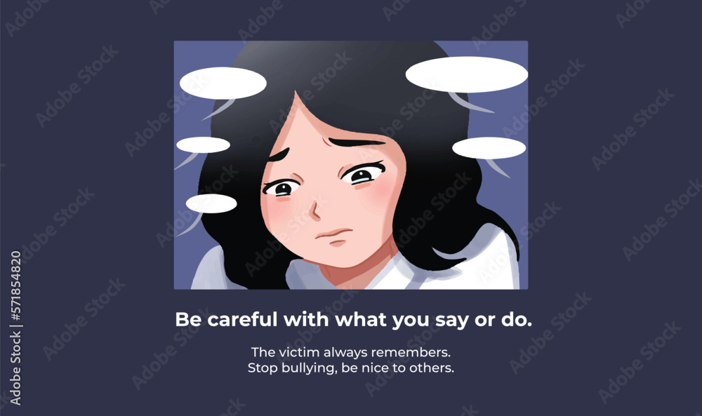 Stop bullying vector illustration banner poster template isolated on ...