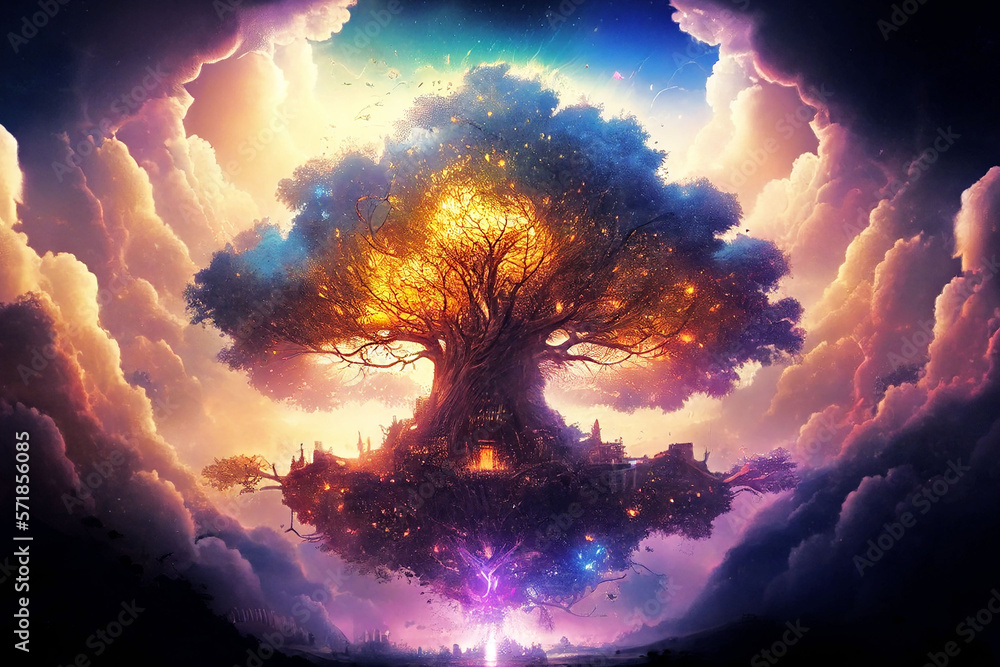 beautiful magic tree, the beginnings of life, a family tree, generative ...