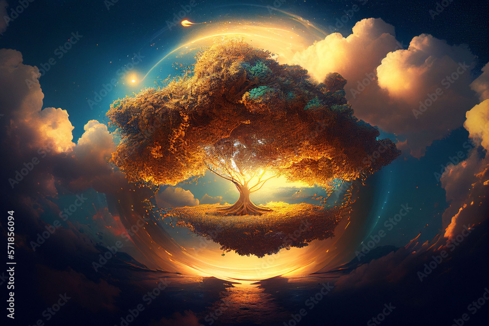 beautiful magic tree, the beginnings of life, a family tree, generative ...