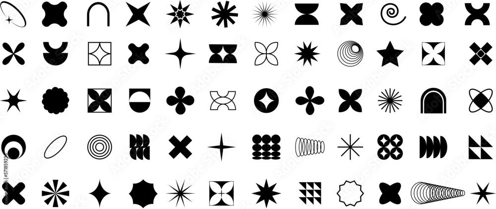 Set of geometric brutalism shapes.Abstract geometric brutalist elements ...