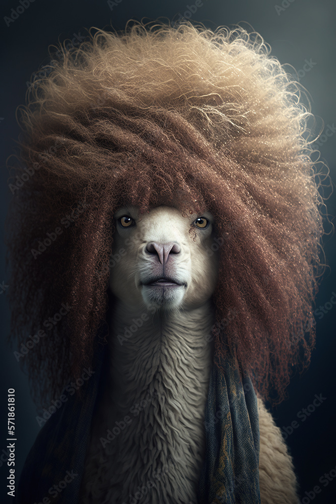 Alpaka mit cooler Frisur, Alpaca with cool hairstyle Stock Illustration ...