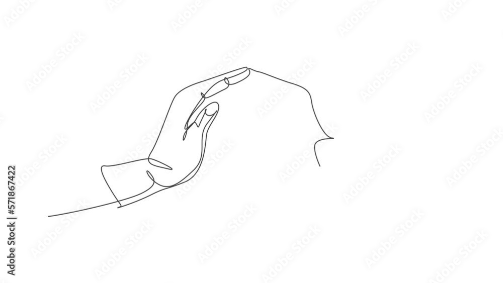 Hands protect. Animated self drawing of continuous line draw hand ...