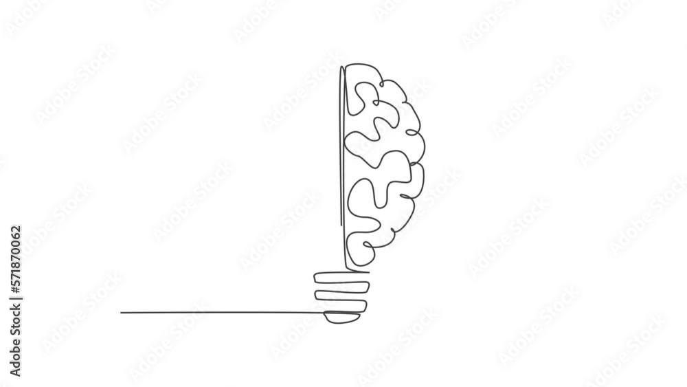 Animated self drawing of single continuous line drawing of half light ...