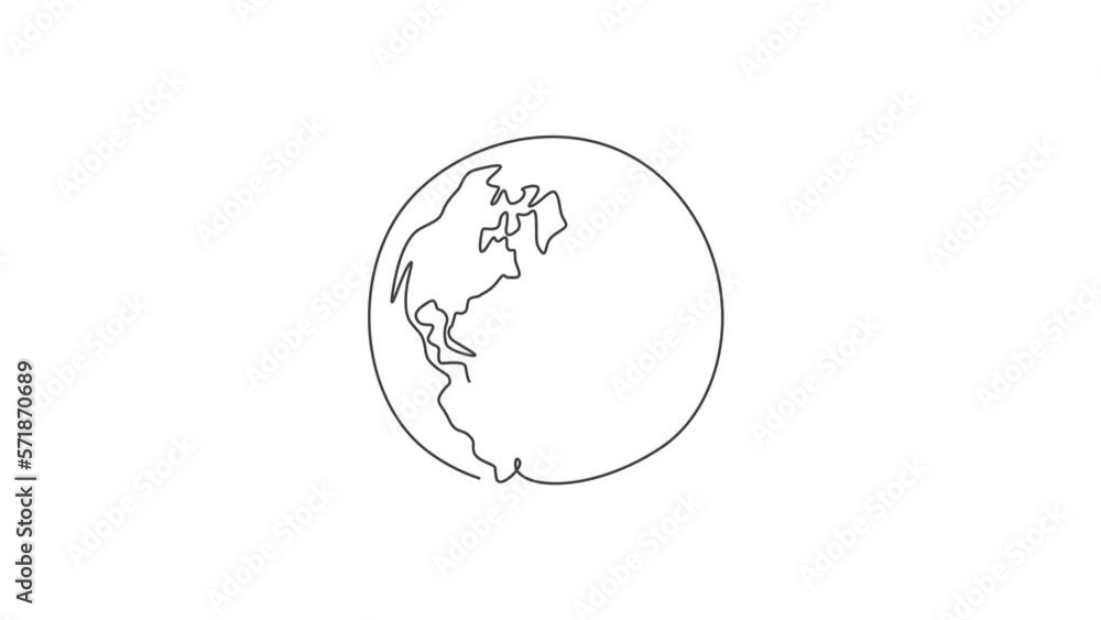 Animated self drawing of single continuous line draw global sphere of ...