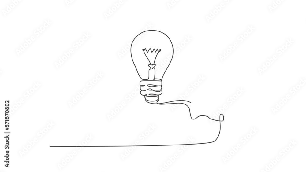 Animation of one line drawing of open palm hand holding lightbulb for ...