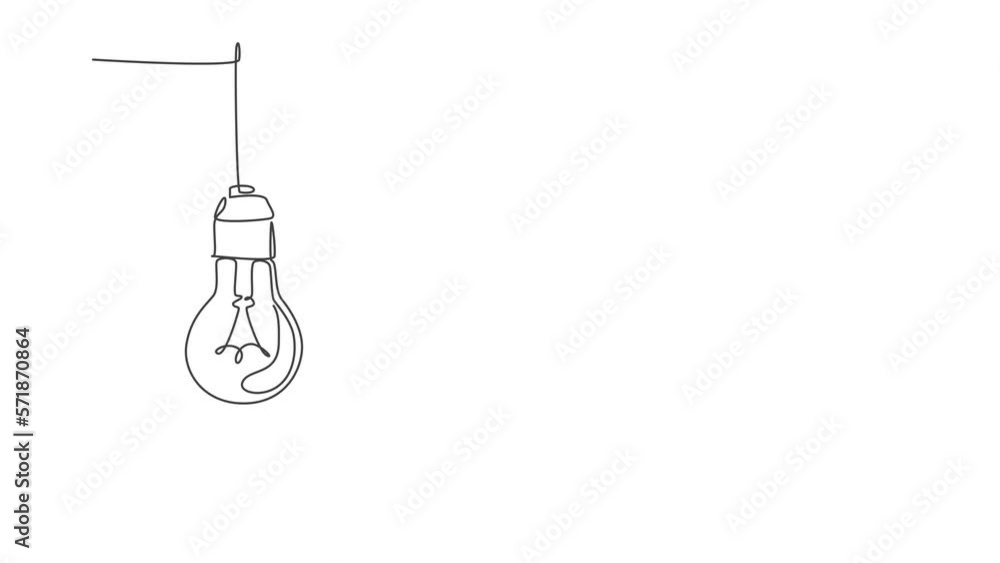 Animated self drawing of single continuous line draw light bulb hang on ...