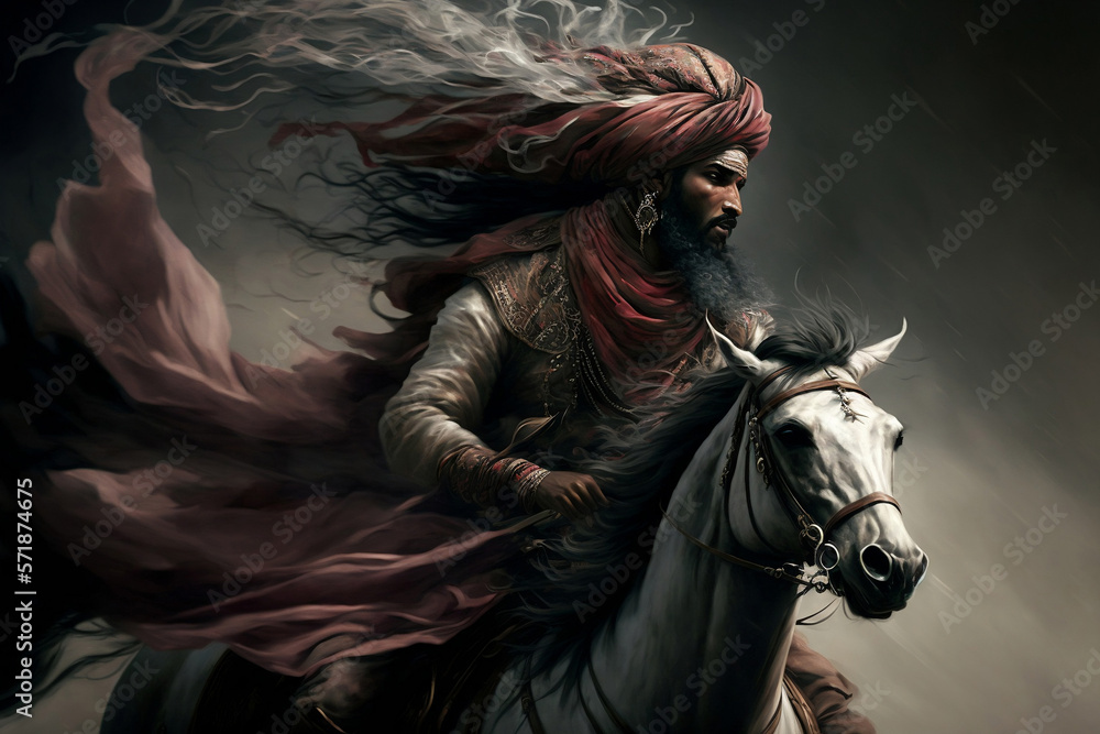 sultan or caliph, king, riding a horse, with a turban, generative ai ...