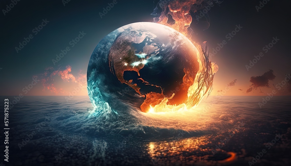 planet earth in crisis of extreme temperature, hell hot anf freezing ...