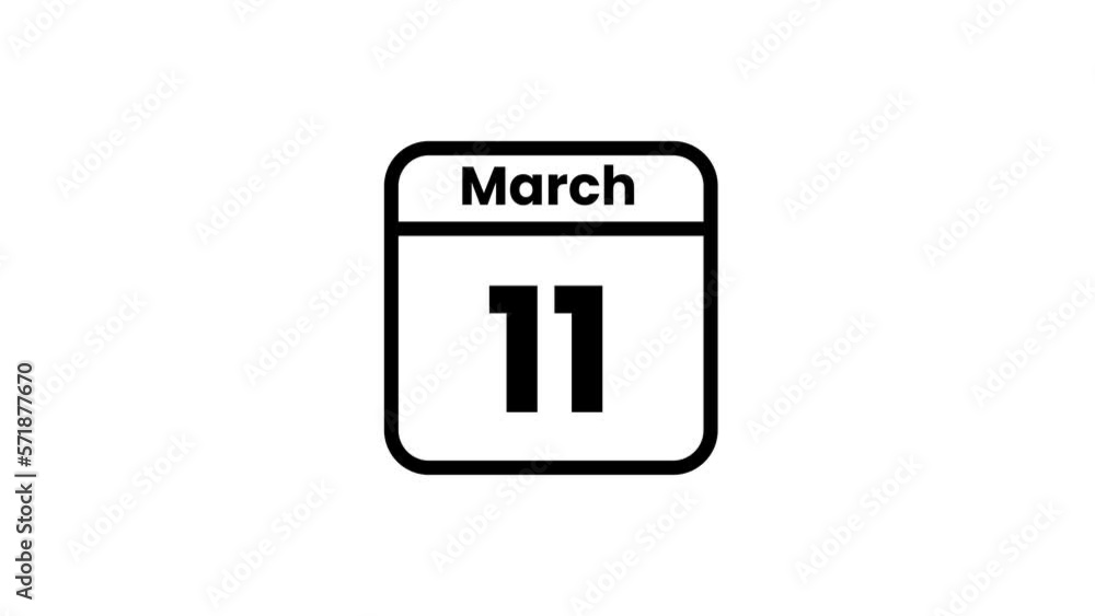 11 March calendar icon animation. Luma matte with transparent ...