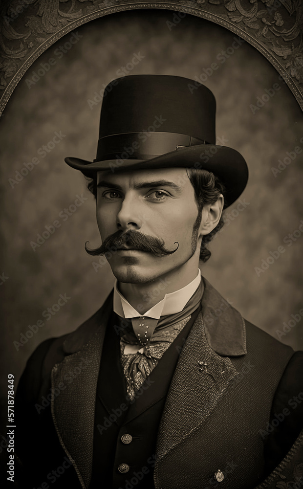 Aristocratic man wearing Victorian clothes poses in a vintage style ...