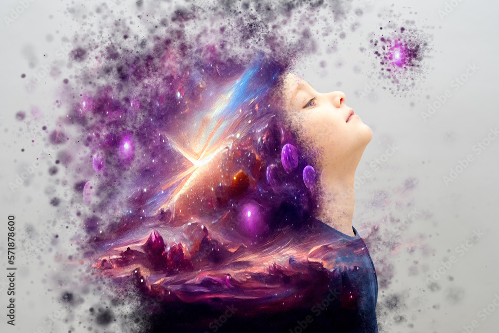 Art concept space distances, unknown planets, girl's dreams, open ...