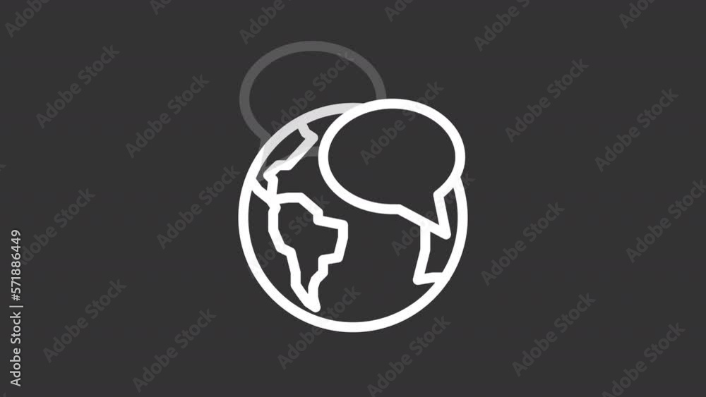 Animated interaction white line icon. Messenger interaction. Internet ...