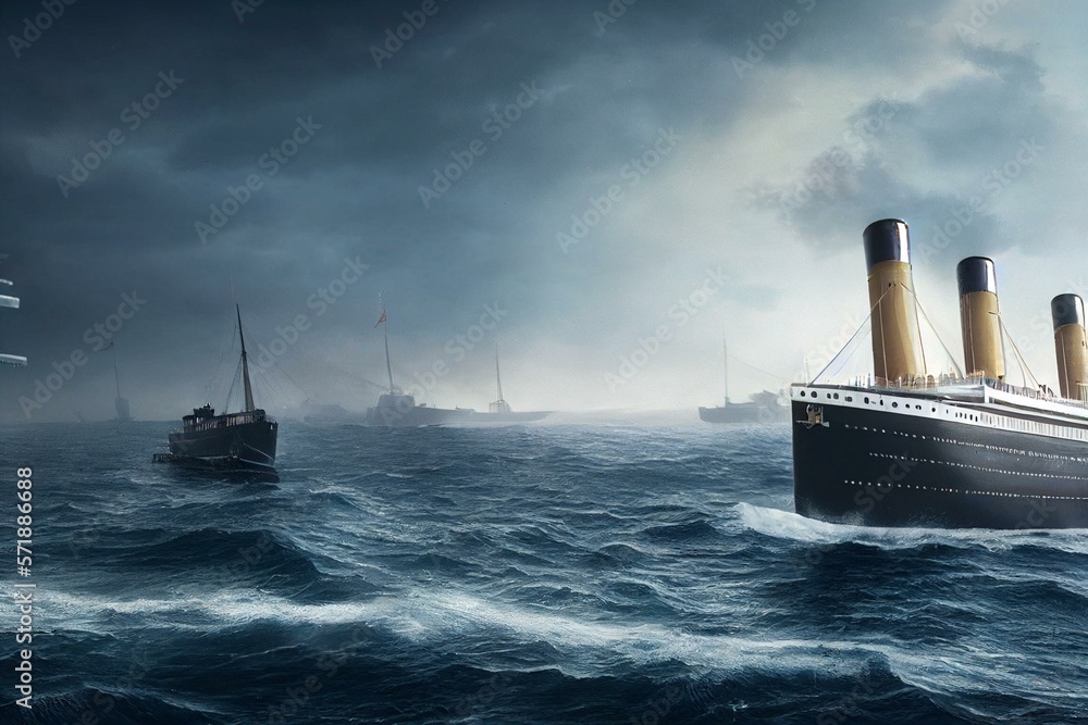 Sinking of the RMS Titanic. Generative AI ilustração do Stock | Adobe Stock