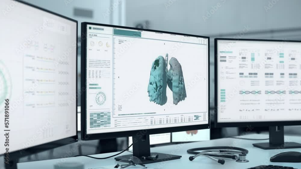 Vídeo do Stock: Medical Monitoring Equipment Scans Lungs For Covid-19 ...