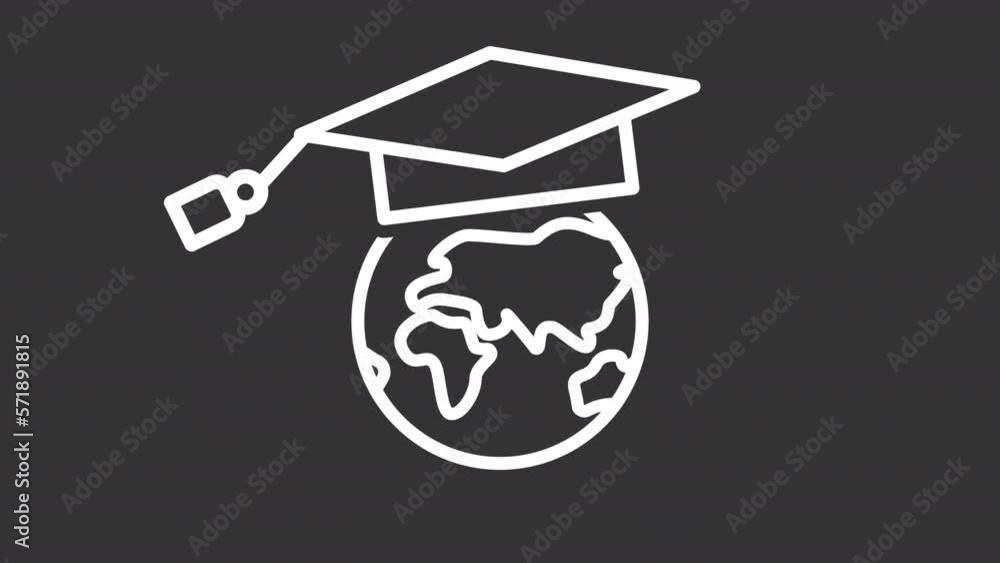 Vidéo Stock Animated education white line icon. International exchange ...