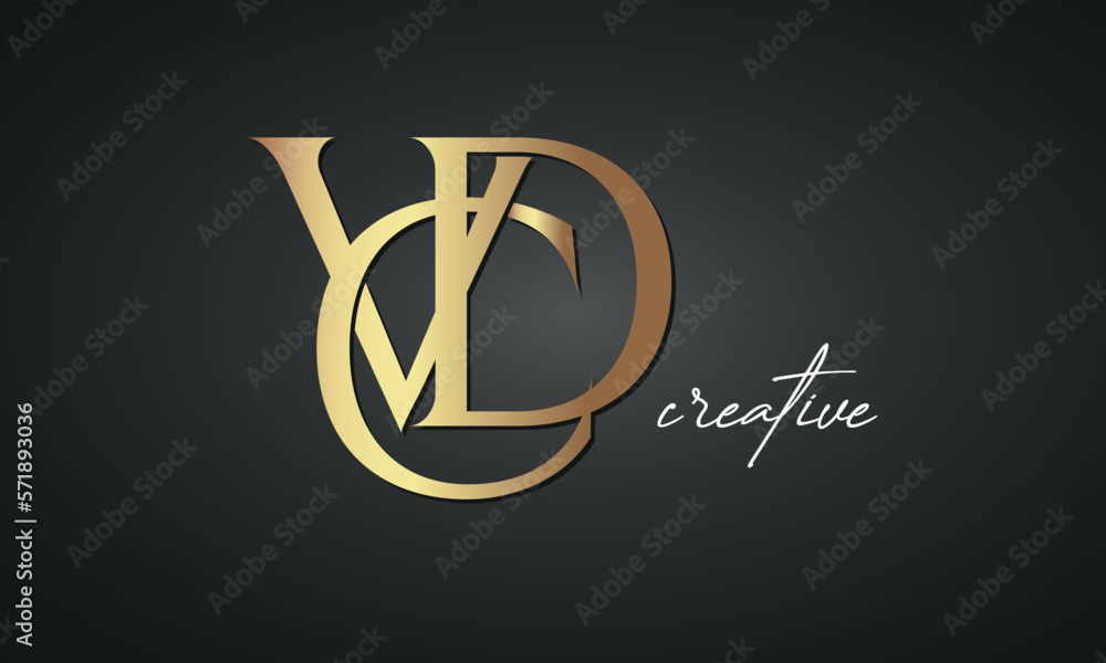 luxury letters VCD golden logo icon premium monogram, creative royal ...