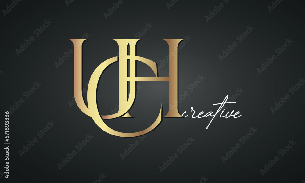luxury letters UCH golden logo icon premium monogram, creative royal ...